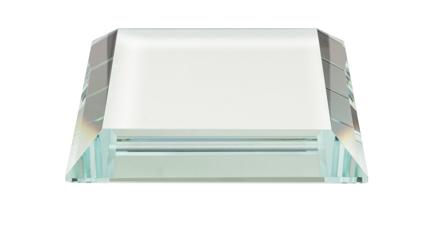 6" x 6" x 3/4" Crystal Clear, Mitered: Glassplax