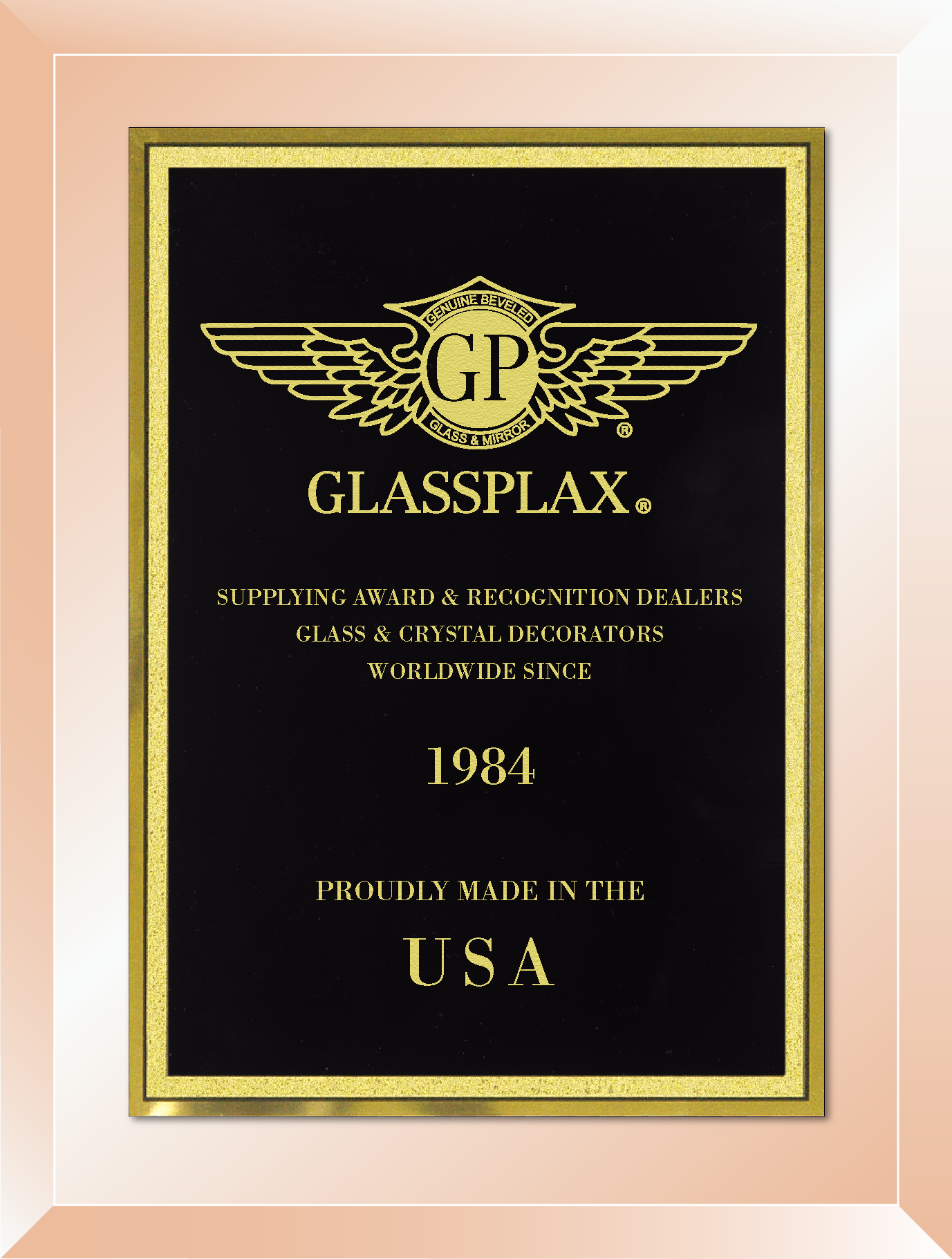 9" x 12" Gold Mirror Plaque: Glassplax