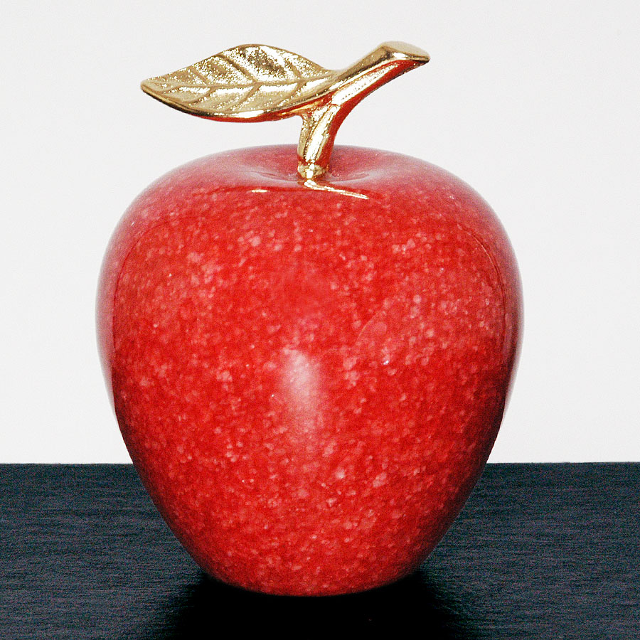 Red Marble Apple with Gold Leaf: Glassplax